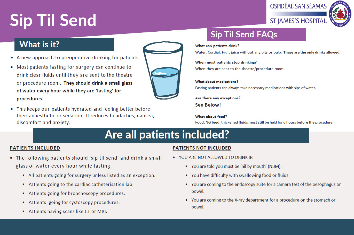 Important Fasting Information | St James's Hospital